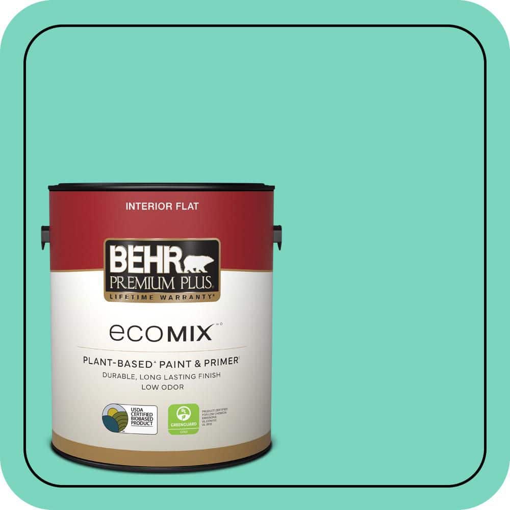 BEHR PREMIUM PLUS 1 gal. #P430-3 Green Parakeet Flat EcoMix Plant-Based ...