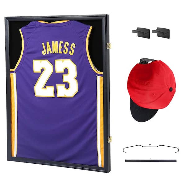 MUKE Black 24 in. x 32 in. Jersey Frame Display Case, Acrylic Glass ...