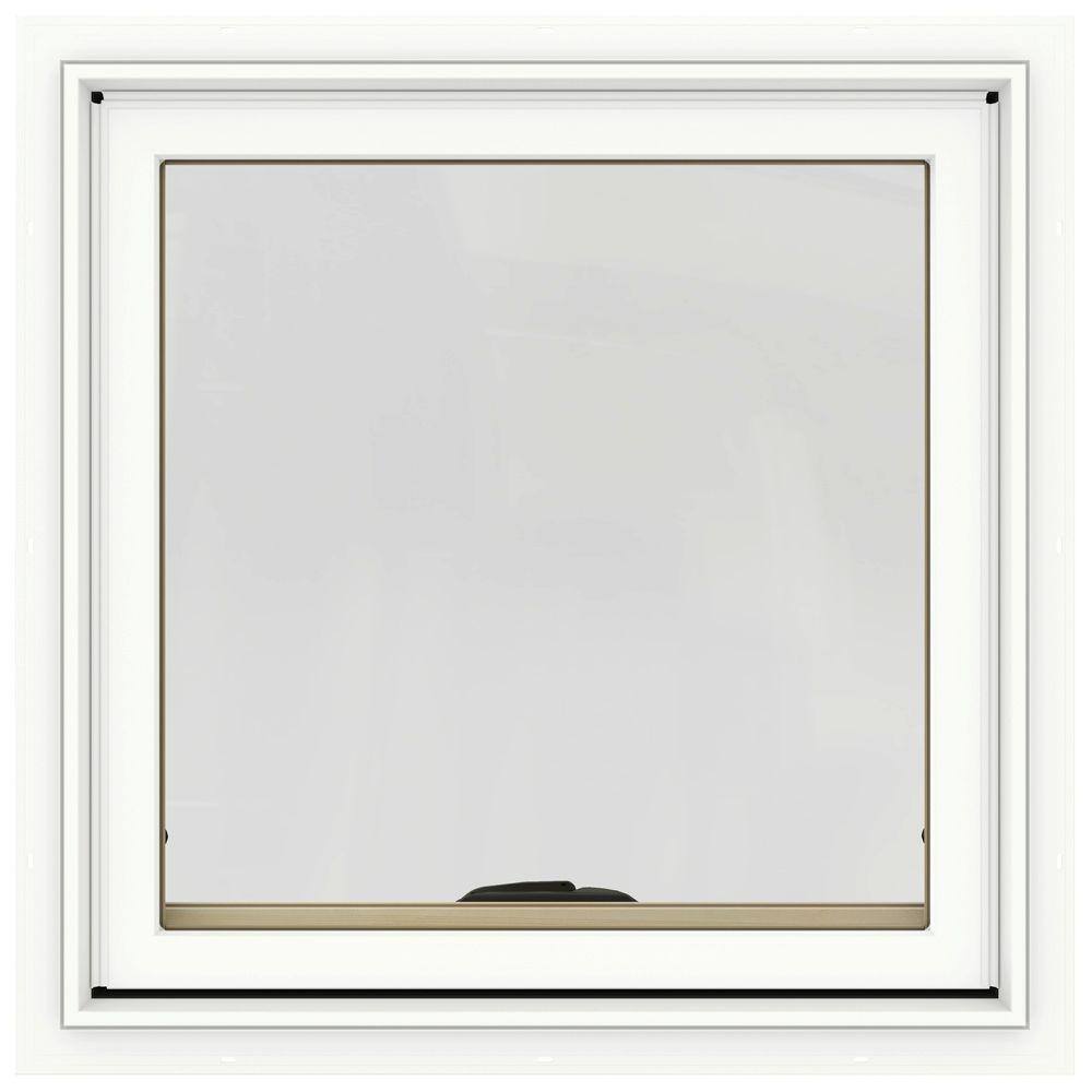 JELD-WEN 24 in. x 24 in. W-2500 Series White Painted Clad Wood Awning ...