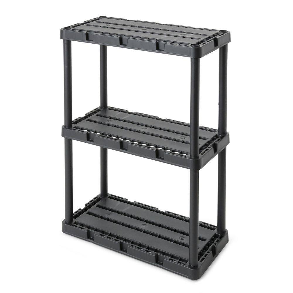 GRACIOUS LIVING 3 Shelf Knect-A-Shelf Solid Light Duty Storage Unit, W ...