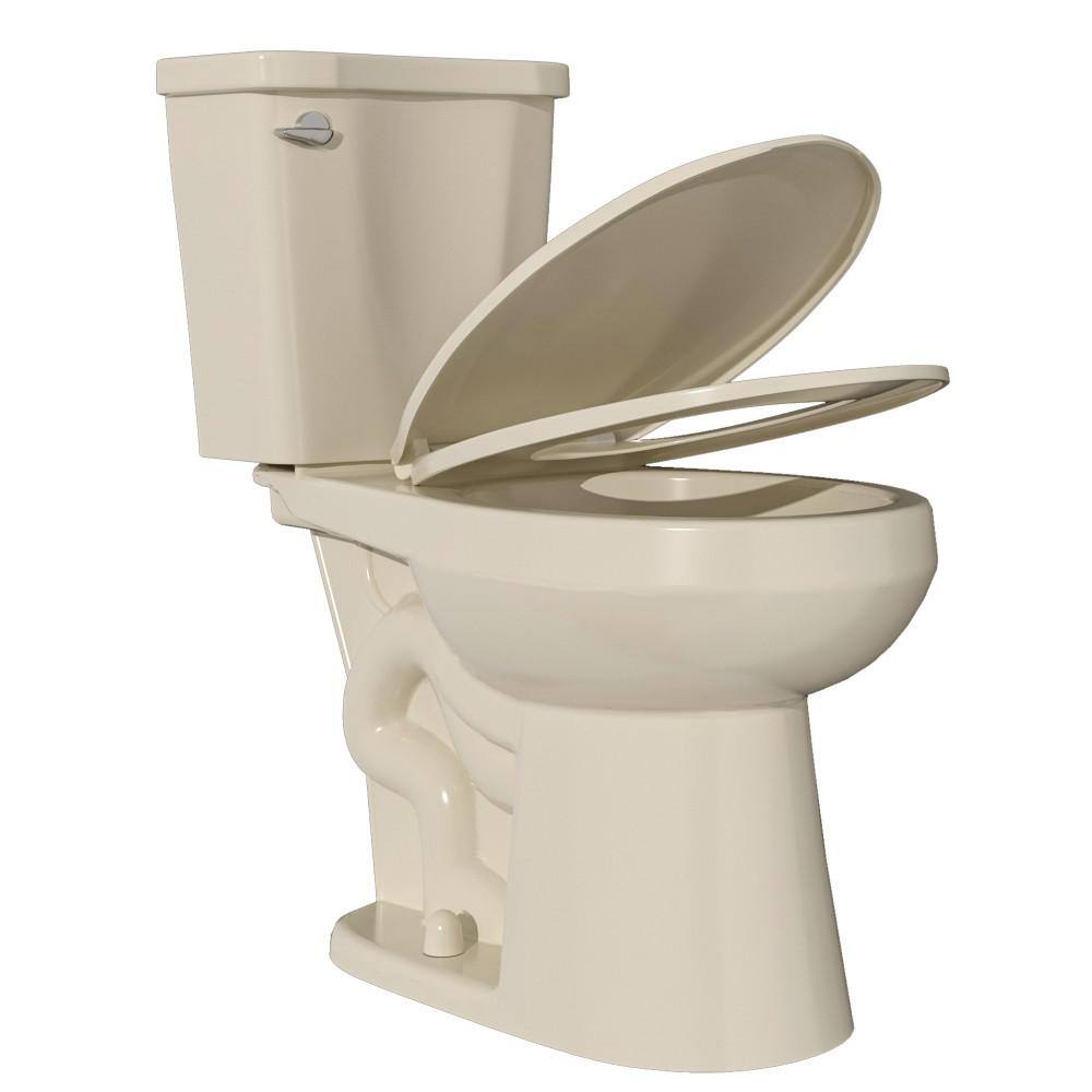 Vomlor Space Saving 17 in. Round Chair Height Toilet Bone 1.28 GPF ...