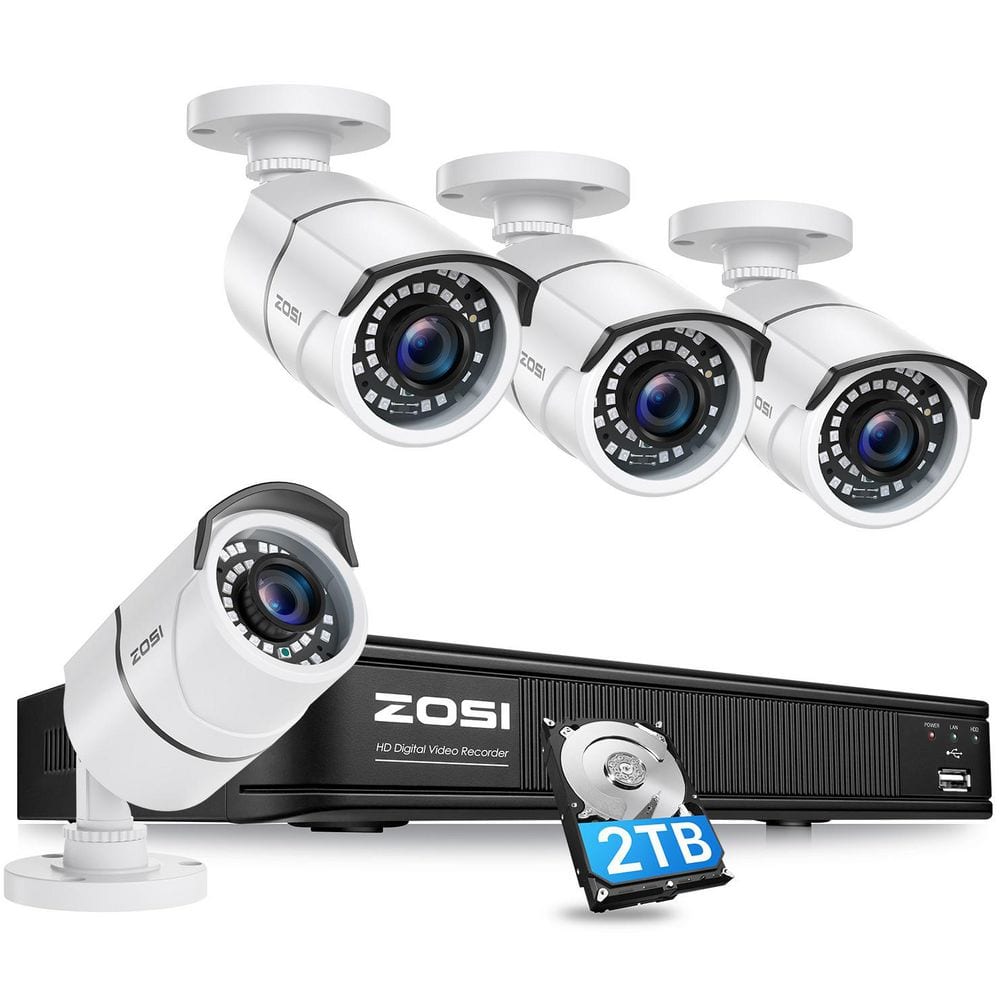 ZOSI 8-Channel 3K-Lite 2TB DVR Security Camera System with 4 1080p ...