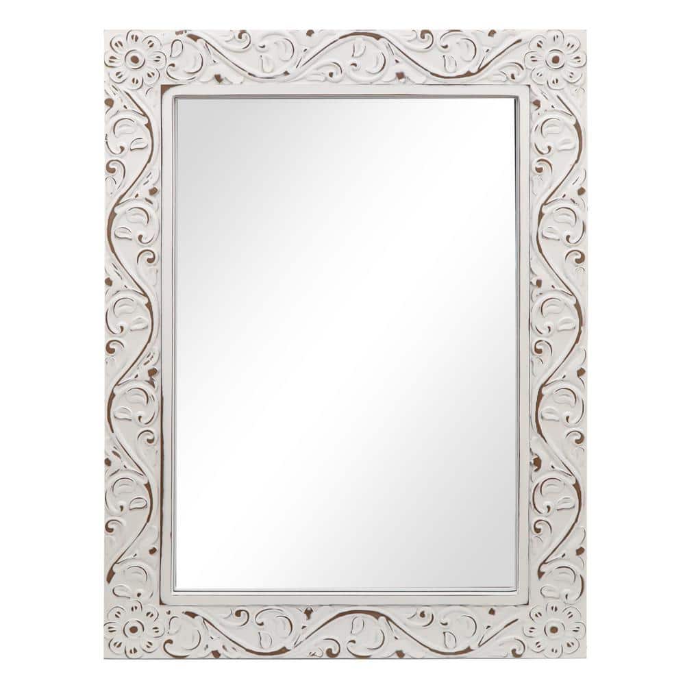 PARISLOFT 28 in. W x 38 in. H Rectangle Framed Rustic White Wood Wall ...