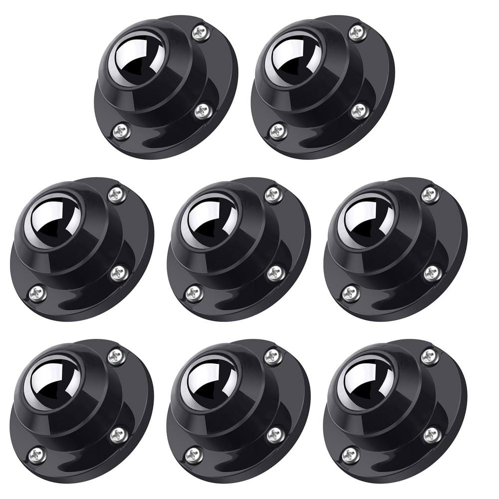 Angel Sar 1 in. Black Steel Self Adhesive Caster Wheels Low Profile ...