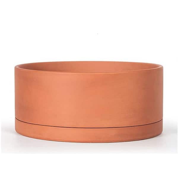 Large Terracotta Indoor/Outdoor Planter with Saucer (10 in. W x 4.6 in ...