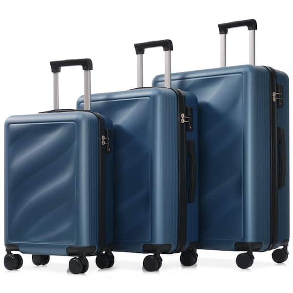 Merax 3 Bags 3-Piece Dark Blue ABS Hardshell Spinner Luggage Set with ...