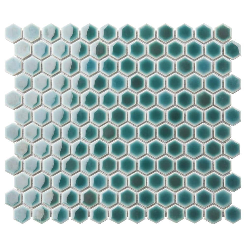 Merola Tile Hudson 1 in. Hex Emerald 11-7/8 in. x 13-1/4 in. Porcelain ...