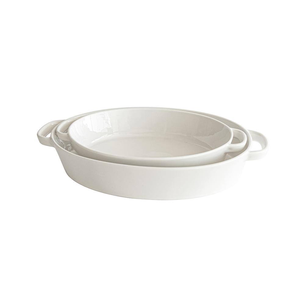 Over and Back 2 pc Oval Porcelain Handled Baker Set 833498 - The Home Depot