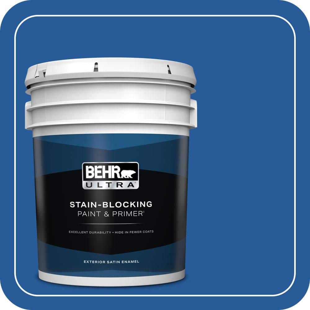 BEHR ULTRA 5 gal. #P510-7 Beacon Blue Satin Enamel Exterior Paint ...