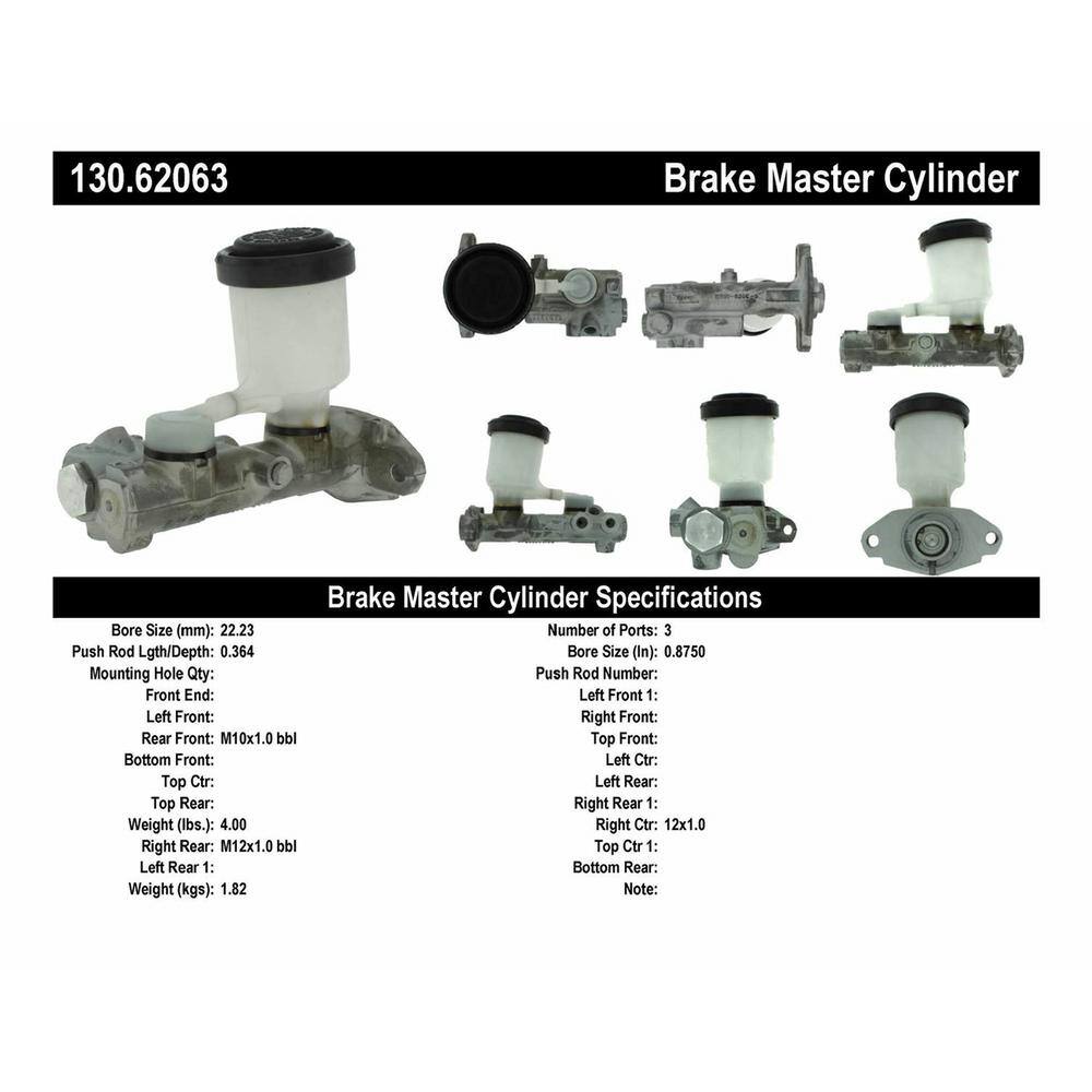 Centric Parts Premium Master Cylinder - Preferred 130.62063 - The Home ...