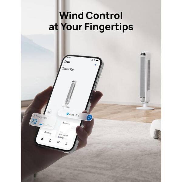 DREO 42 in. Smart Tower Fan with Remote, 6-Speed, 12 H Timer and 90 ...