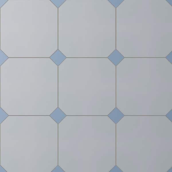 Merola Tile Vaudeville Octagon Nacar with Taco Azzuro 8 in. x 8 in ...