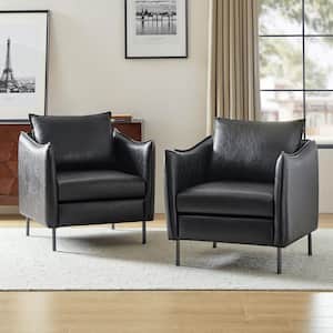 JAYDEN CREATION Hajo 30 in. Black Faux Leather Arm Chair with Metal ...