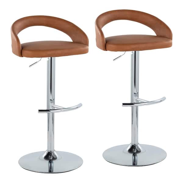Lumisource Grotto Upholstered 39 in. Chrome Metal and Camel Faux ...