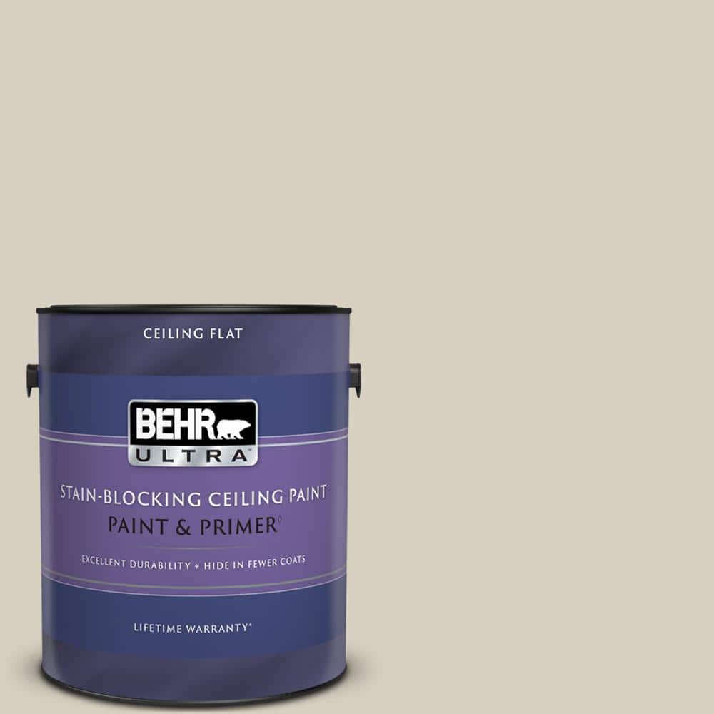 BEHR ULTRA 1 gal. #PPU7-9 Aged Beige Ceiling Flat Interior Paint ...