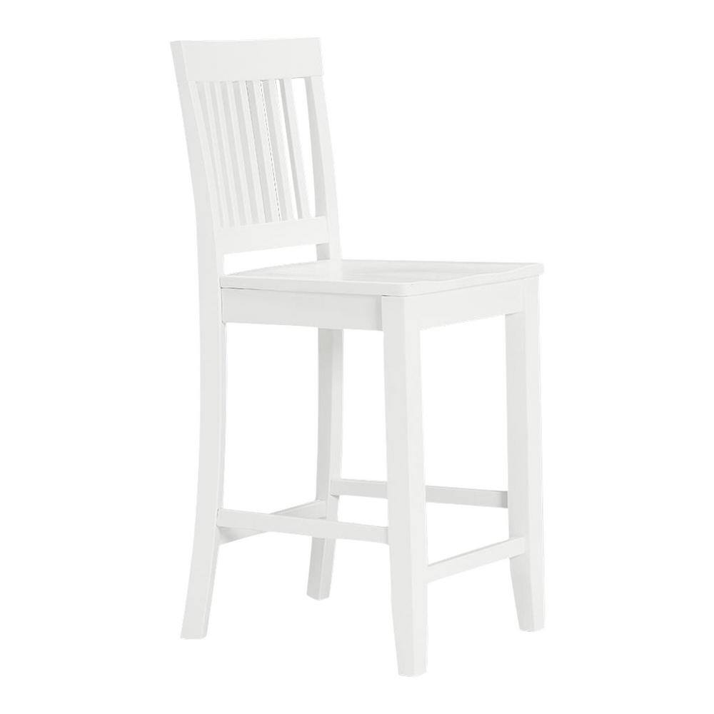 StyleWell Scottsbury White Wood Counter Stool with Slat Back (1 piece ...