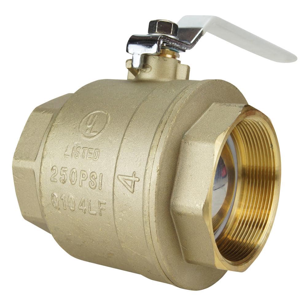 TMG 4 in. Lead Free Brass FIP Ball Valve with Stainless Steel Ball and ...