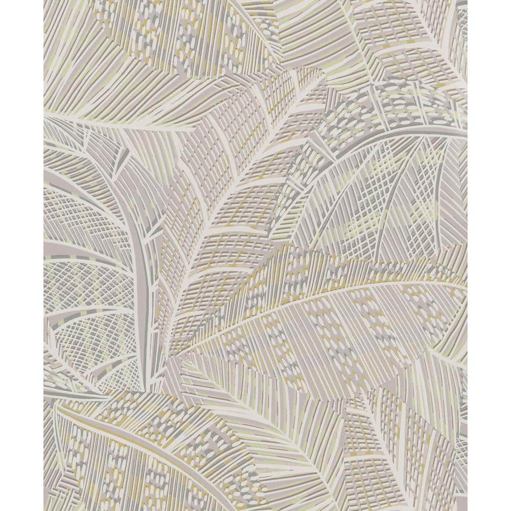 Walls Republic Beige Funky Leaves Botanical Printed Non-Woven Paper ...