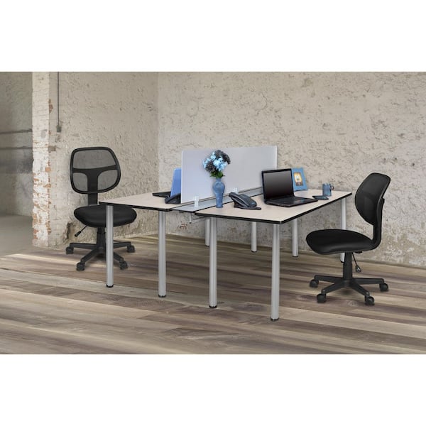Regency Kee 66 in x 24 in. Maple Brown Top 2 Person Workstation Desk ...