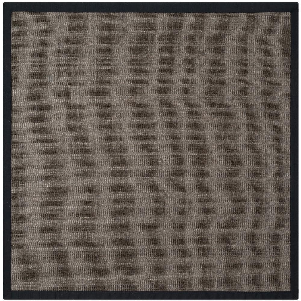 SAFAVIEH Natural Fiber Charcoal 4 ft. x 4 ft. Square Border Area Rug ...