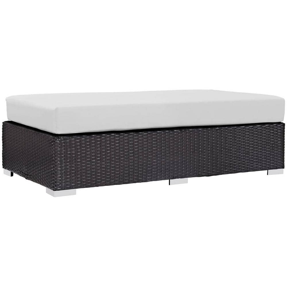 MODWAY Convene Wicker Outdoor Patio Fabric Rectangle Ottoman in ...