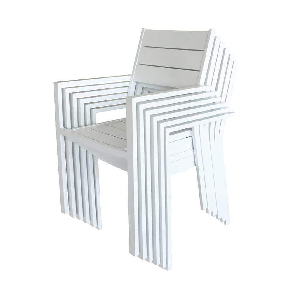 TIRAMISUBEST White Stackable Aluminum Outdoor Dining Chair Set of 6 ...