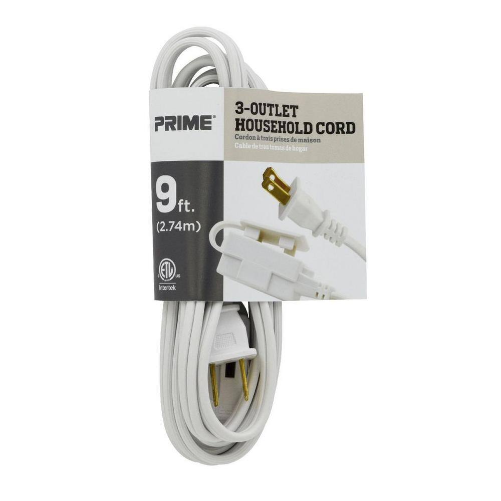 9 ft. 16/2 SPT-2 White 3-Outlet Household Extension Cord EC660609 - The ...