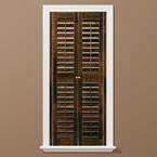 Home Basics Walnut 2-1/4 in. Plantation Real Wood Interior Shutter 39 to 41 in. W x 60 in. L ...