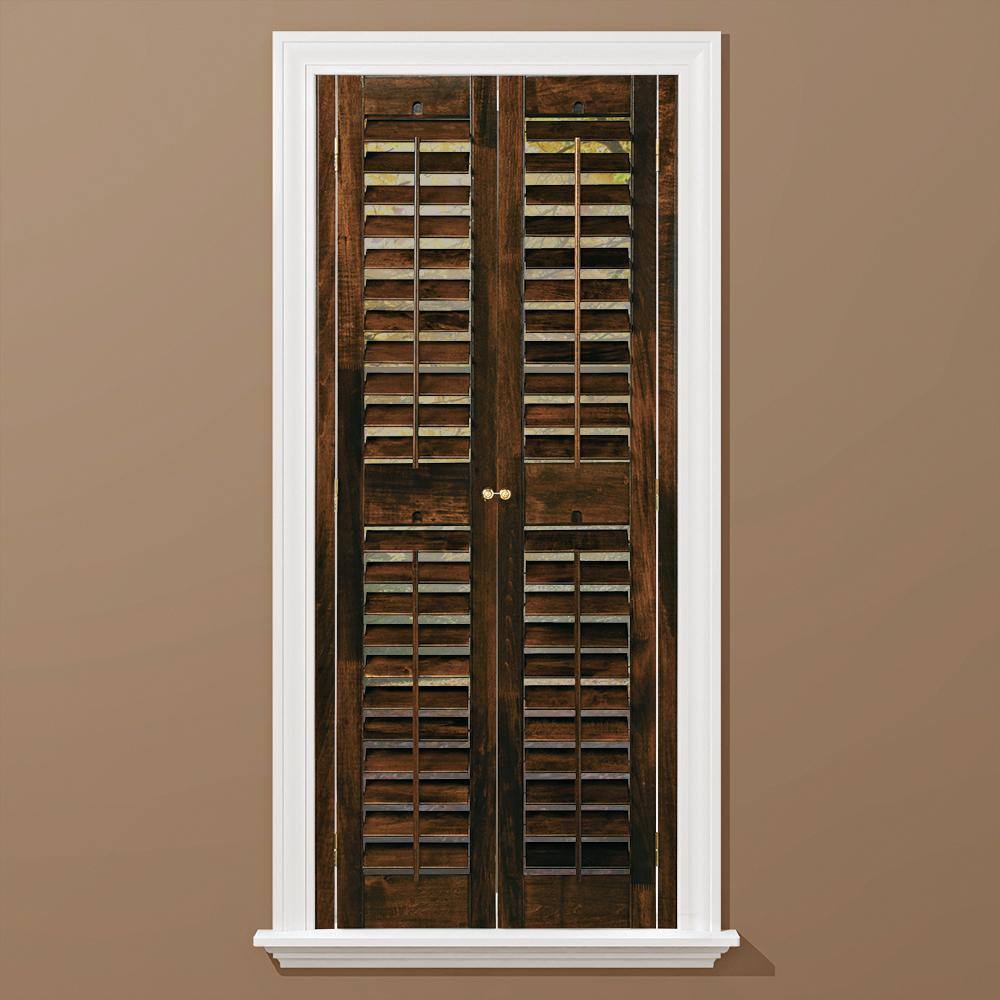 HOME basics Walnut 2-1/4 in. Plantation Real Wood Interior Shutter 29 ...