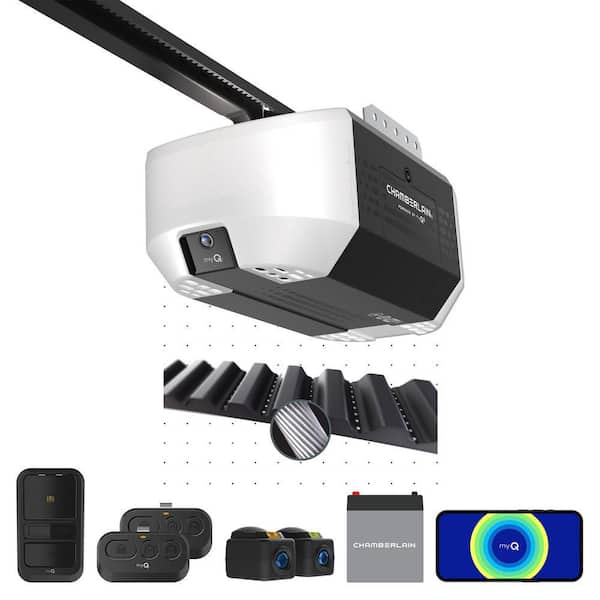 Chamberlain 1 HP Smart Belt Drive Garage Door Opener with Battery ...