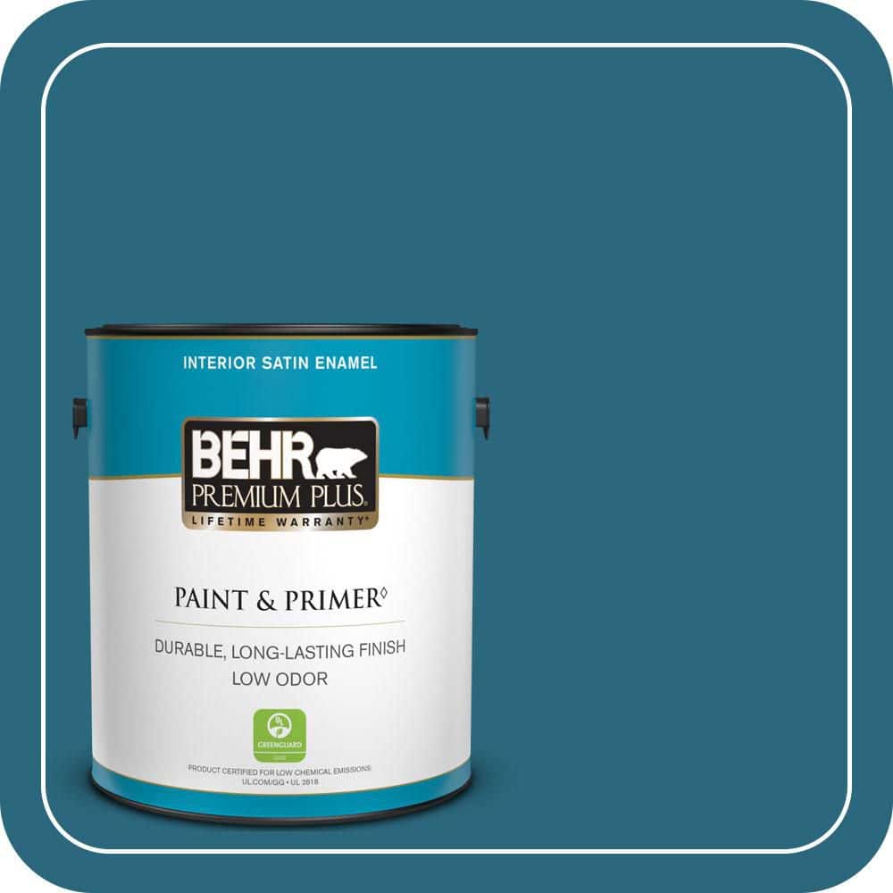 BEHR PREMIUM PLUS 1 gal. #M480-7 Ice Cave Satin Enamel Low Odor ...