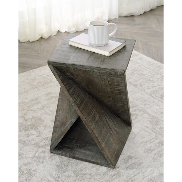 Signature Design By Ashley Zalemont 14.13 in. Gray Square Wood Accent ...