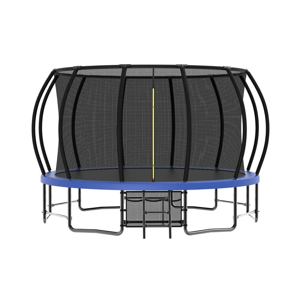 Boosicavelly 15 ft. Blue Galvanized Anti-Rust Outdoor Round Trampoline ...