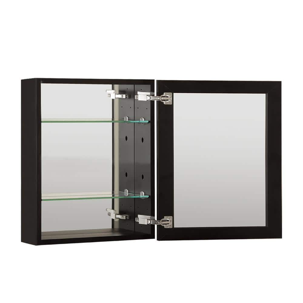 Satico 20 in. W x 26 in. H Rectangular Black Aluminum Recessed/Surface ...