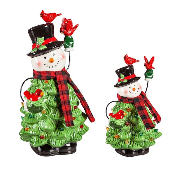 Evergreen Enterprises 12 in. LED Ceramic Snowman with Christmas Tree ...