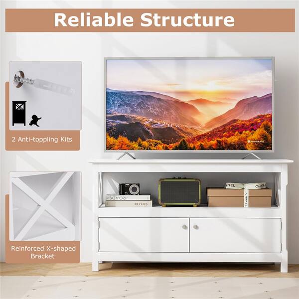 Reviews for Costway 44 in. Free Standing TV Cabinet Wooden Console for 48 in. TV Media Entertainment White Pg 1 The Home Depot