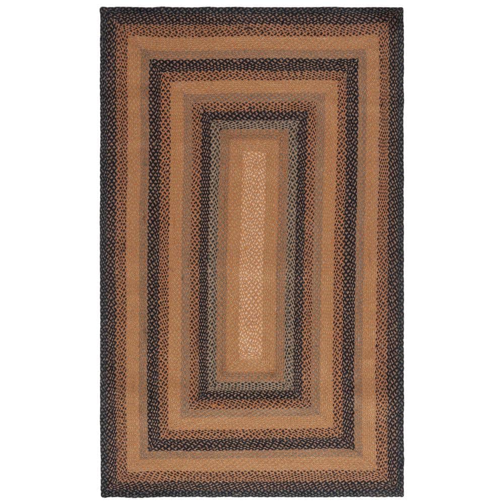 SAFAVIEH Braided Natural Sage 4 ft. x 6 ft. Border Striped Area Rug ...