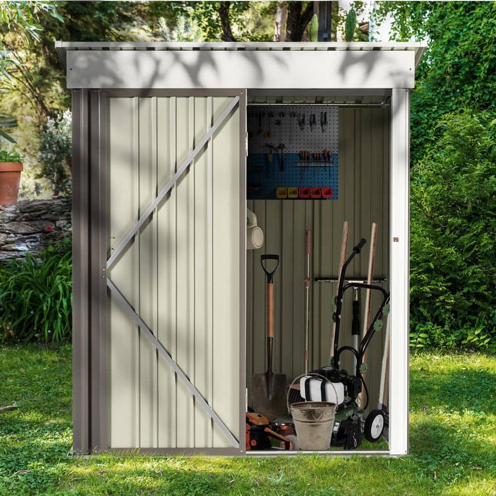 Sizzim 3 ft. W x 5 ft. D Outdoor Galvanized Metal Storage Shed Frame ...
