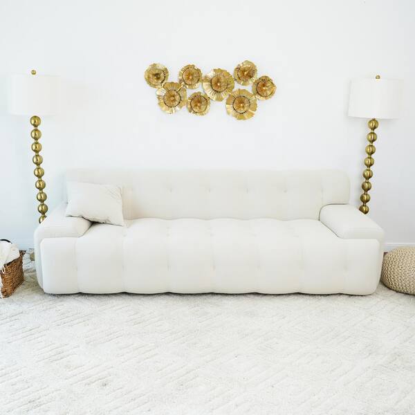 Ashcroft Furniture Co Hurghada 90.6 in. Square Arm Velvet Rectangle ...