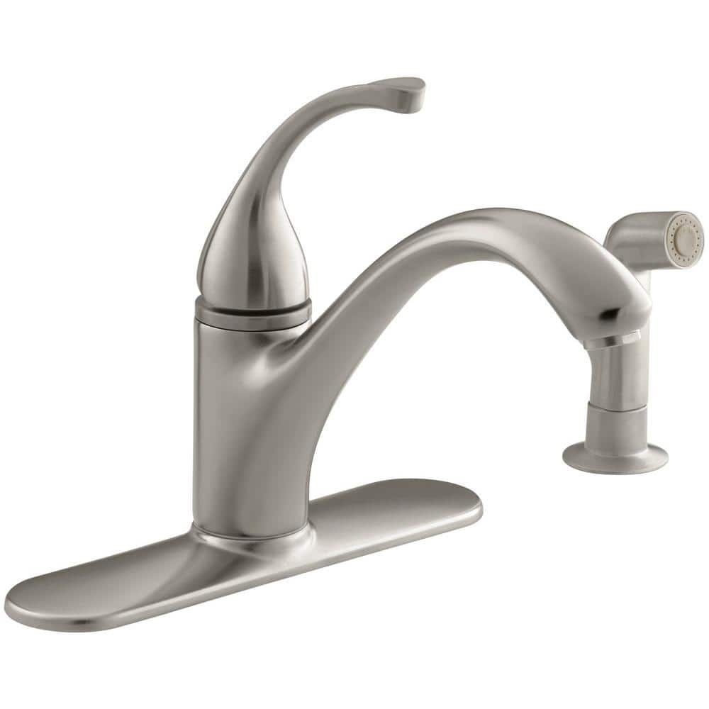 KOHLER Forte Single-Handle Standard Kitchen Faucet with Side Sprayer in ...