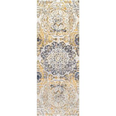 nuLOOM Lita Faded Damask Gold 8 ft. x 10 ft. Area Rug RZBD52A-8010