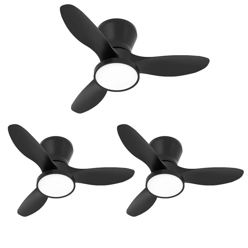 QRMOK 3-Pack 32 in. LED Indoor White Small Ceiling Fan with Light and ...
