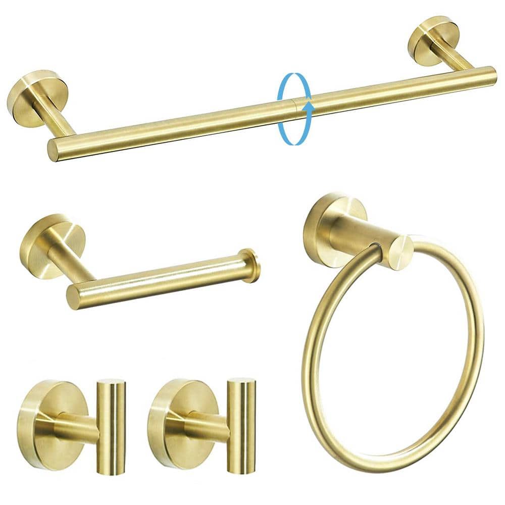 Angel Sar 5-Piece Stainless Steel Bathroom Wall Mounted Hardware ...