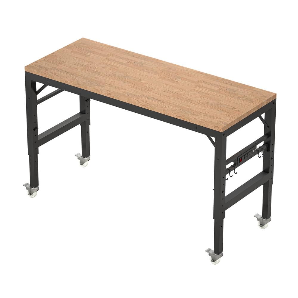 Tunearary 60 in. Heavy Duty Hardwood 6-Position Adjustable Shop Bench ...