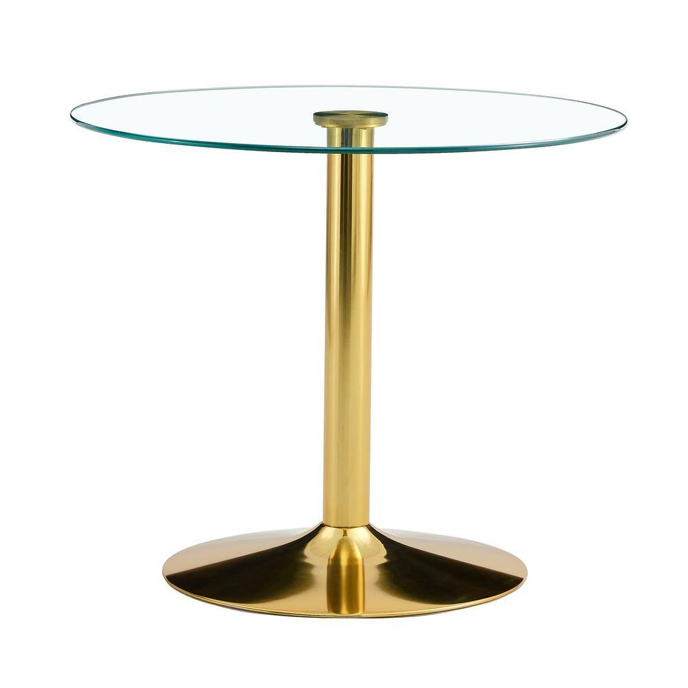 Modern Circular Dining Table with Electroplated Gold Metal Legs and ...
