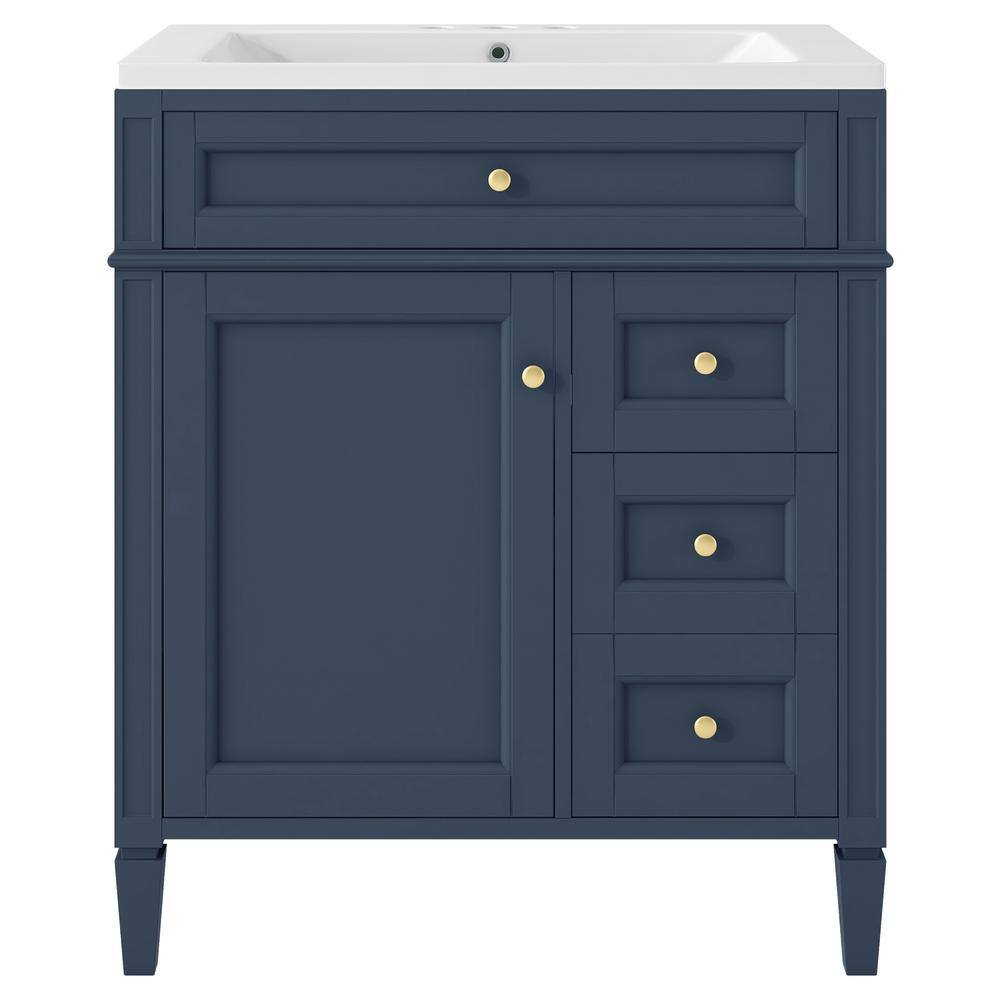 Xuanlur 30 "Bathroom vanity, blue solid wood bathroom storage cabinet ...