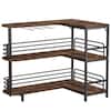 BYBLIGHT Nederland Rustic Brown 44 in. L-Shaped Home Bar Unit, 3 Tier ...