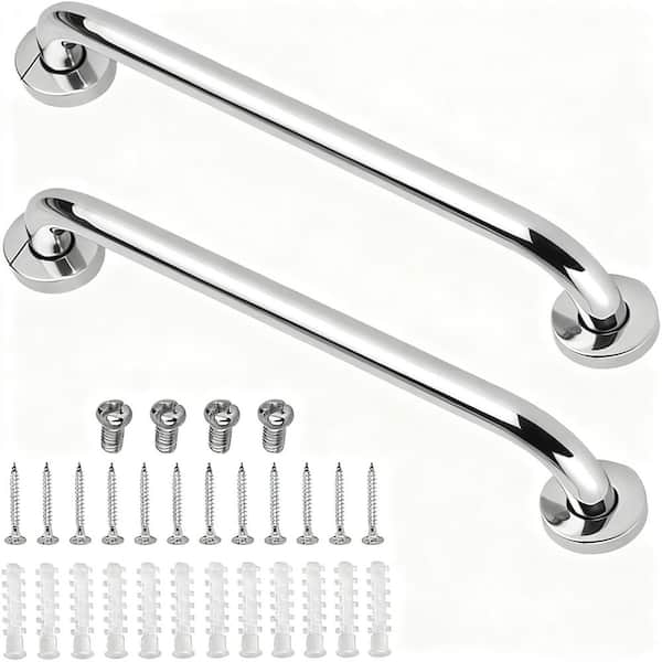 Wudkey 2 Pack 18 in. Shower Grab Bar, Stainless Steel Bathroom Grab Bar ...