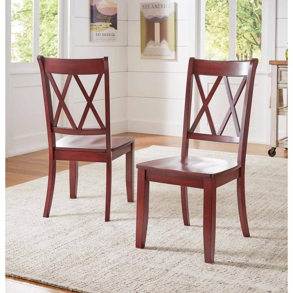 HomeSullivan Sawyer Rich Berry Wood X-Back Dining Chair (Set fo 2 ...