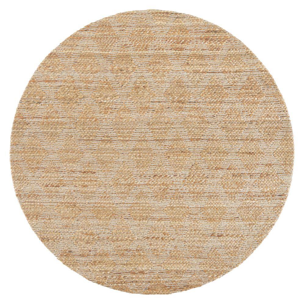 TOWN & COUNTRY LIVING Sol Diamond Ivory 5 ft. RD Hand Knotted 100% Jute ...